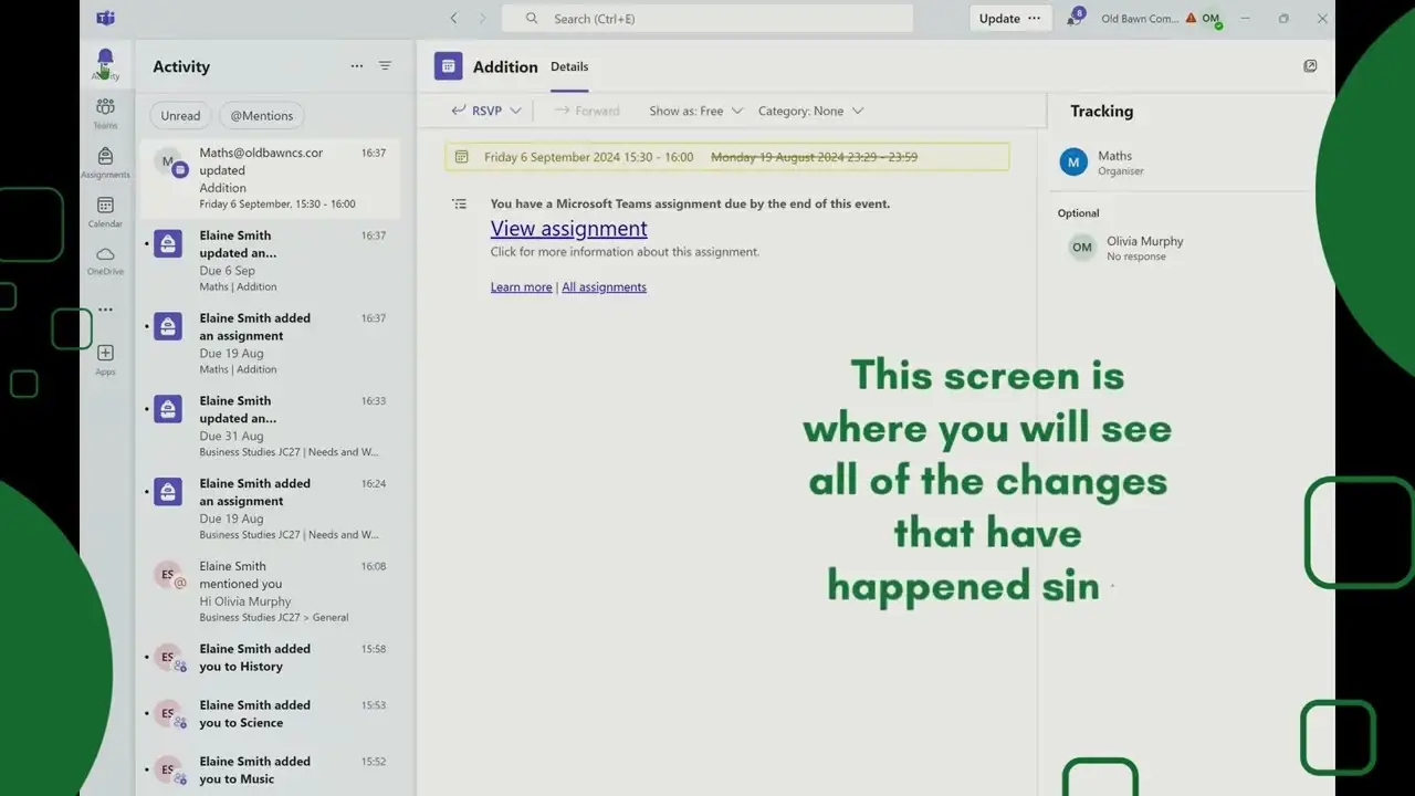 Activity in Microsoft Teams - Olive For Education
